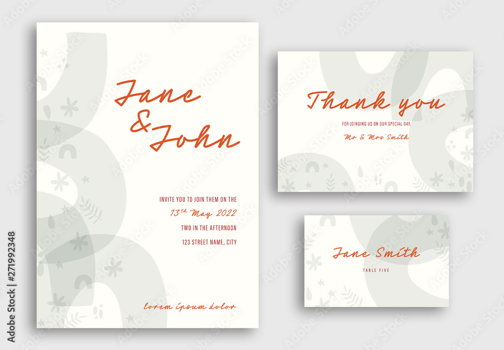 Simple Wedding Set Stock Template | Adobe Stock