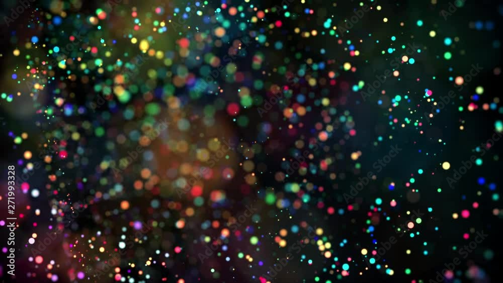 multicolored particles in liquid float and glisten. 4k 3d advection ...