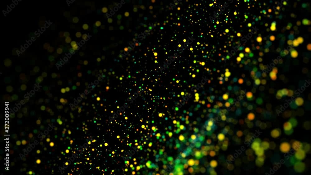 multicolored particles in liquid float and glisten. 4k 3d advection ...