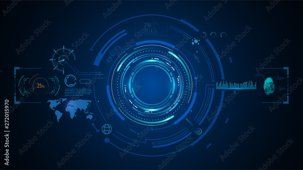 UI HUD screen tech system innovation concept background template Stock ...