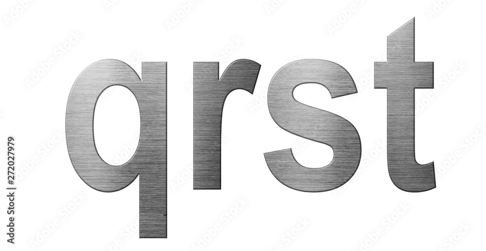 Metal font english alphabet. Letter QRST from a metal plate isolated on ...