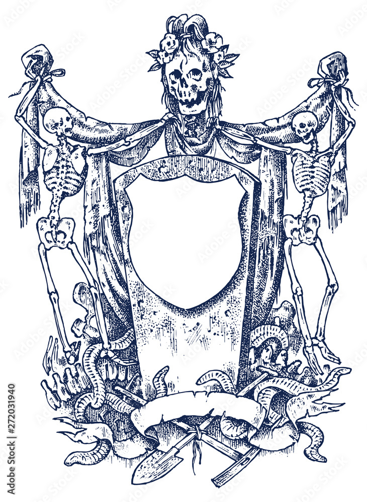 Medieval vintage heraldry. Ornament with calligraphic elements in ...