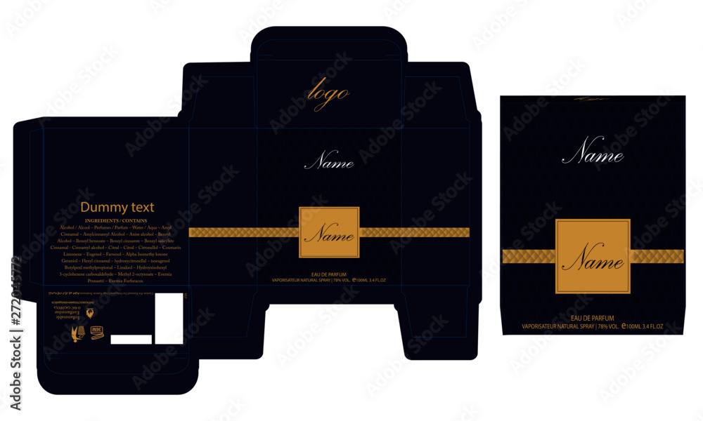 Packaging design, perfume luxury box design template and mockup box ...