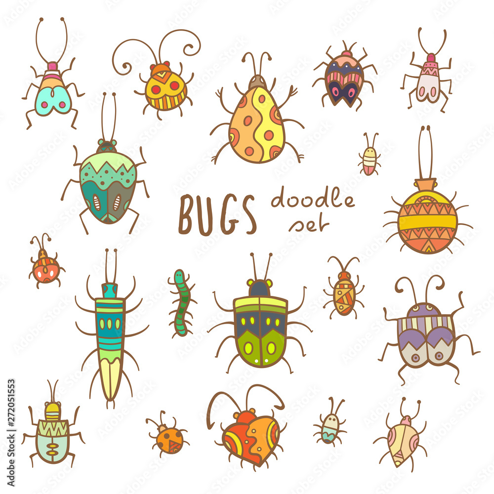 Cartoon bugs set. Different species of beetles. Funny insects ...