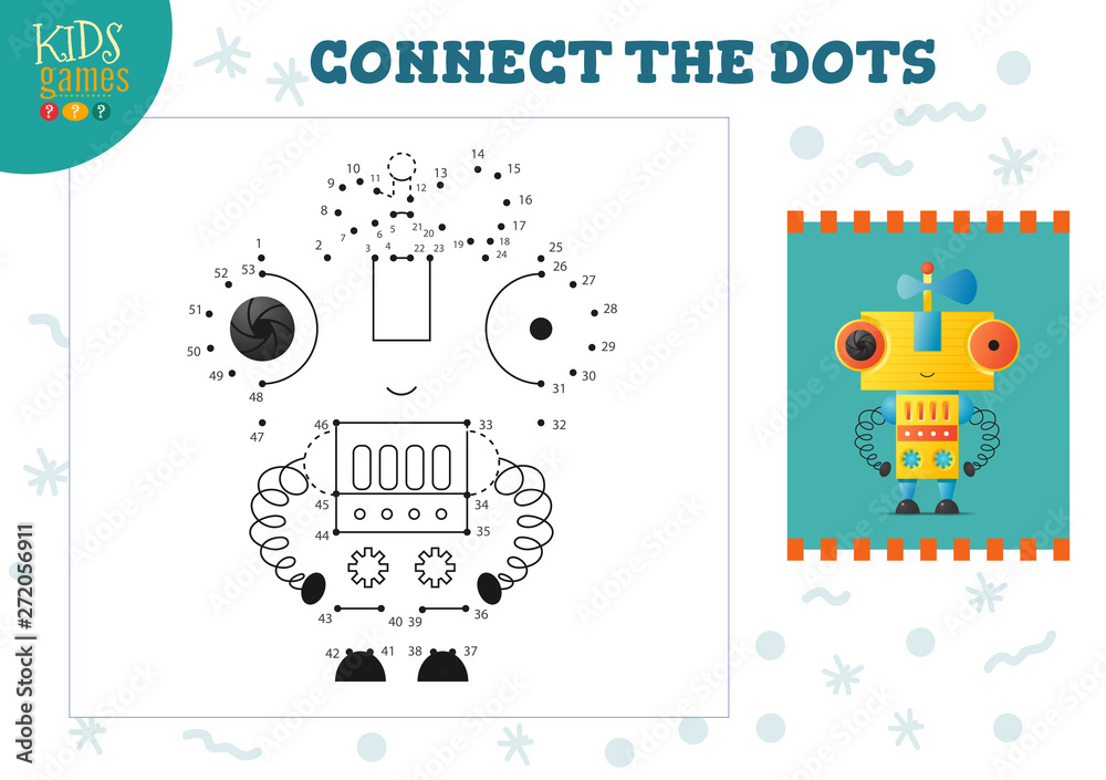 Connect the dots kids mini game vector illustration. Preschool children ...
