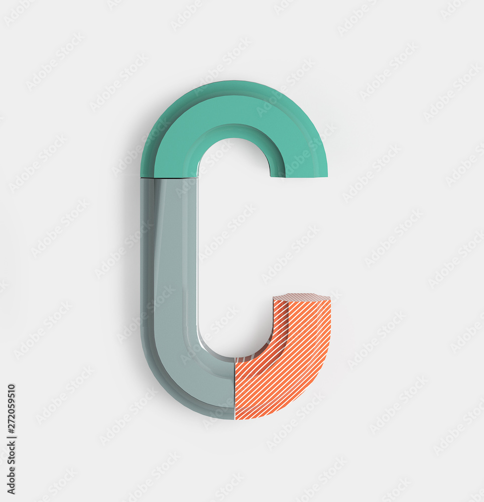 Letter C. Joyful Geometric Vivid Alphabet with Bright Coral And Pastel ...