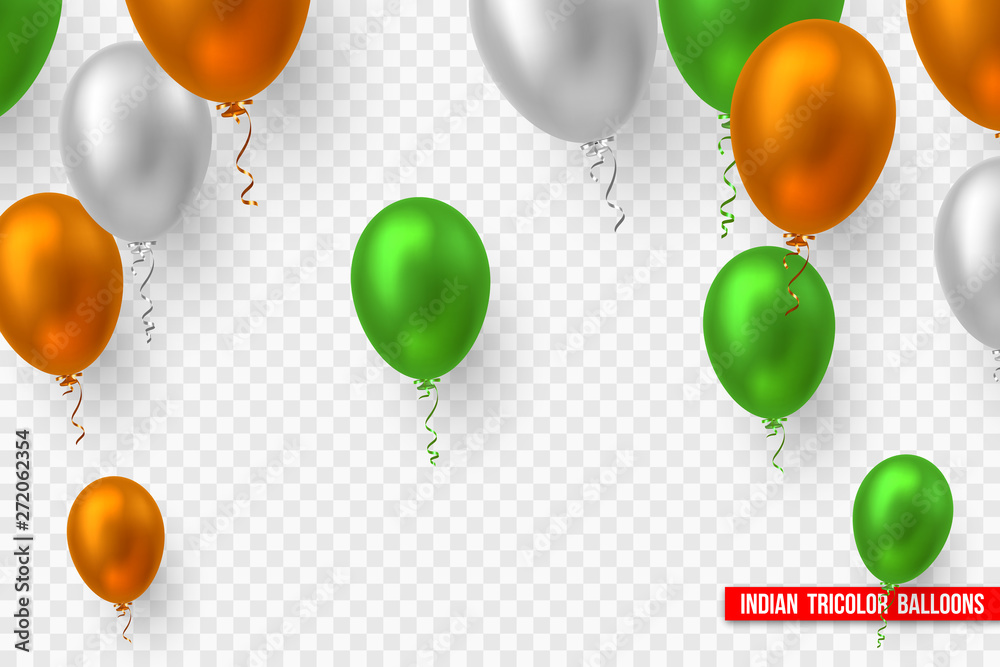 Vector balloons in traditional tricolor of Indian flag. Decorative ...