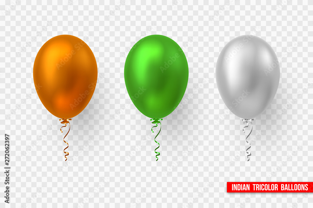 Vector balloons in traditional tricolor of Indian flag. Decorative ...