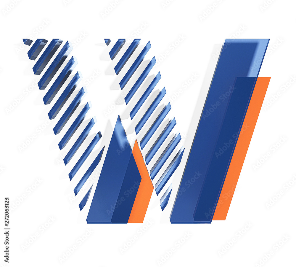 Letter w. Modern Trendy Minimal Style Font. Brand Identity Concept. 3d ...