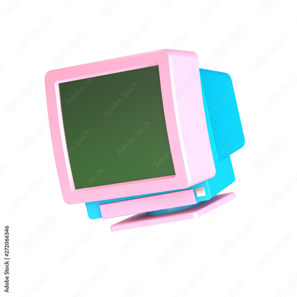 Pastel Pink and Teal / Blue Vintage CRT Retro Personal Computer Monitor ...