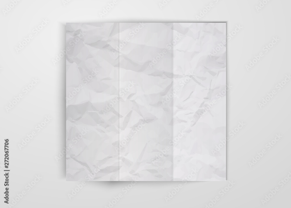 Vecteur Stock Three times folded white crumpled paper sheet placed on ...