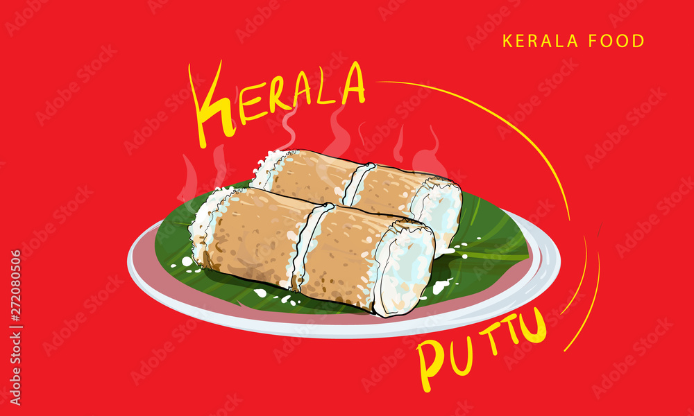 kerala morning breakfast food puttu vector illustration Stock Vector ...