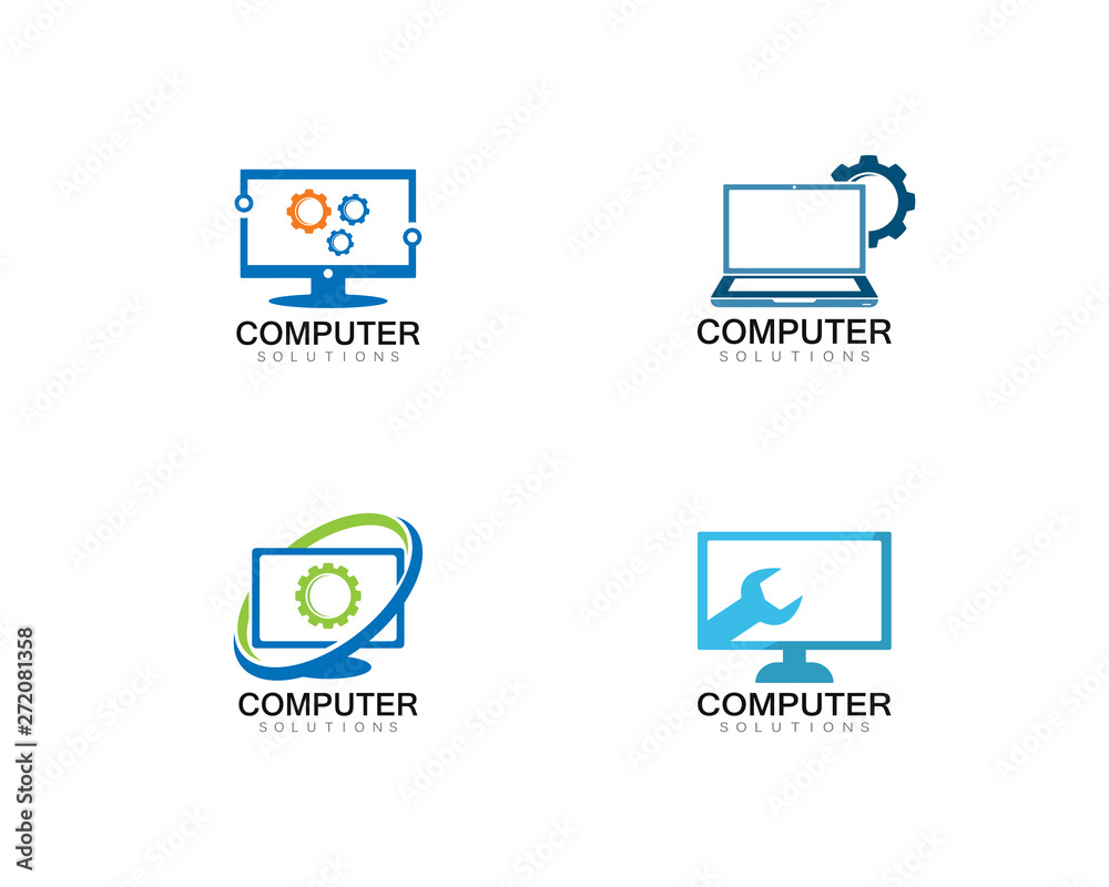 Vector computer and laptop repair logo template icon illustration Stock ...