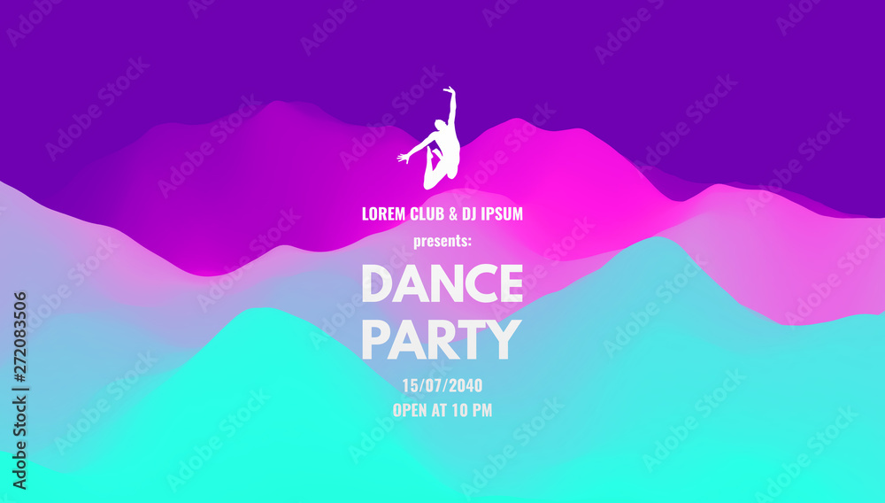 Dance party invitation with date and time details. Music event flyer or ...
