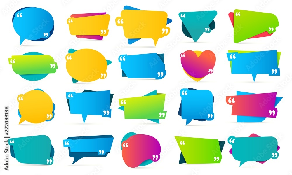 Color quote in quotes. Quotation frames, mention remarks and colorful ...