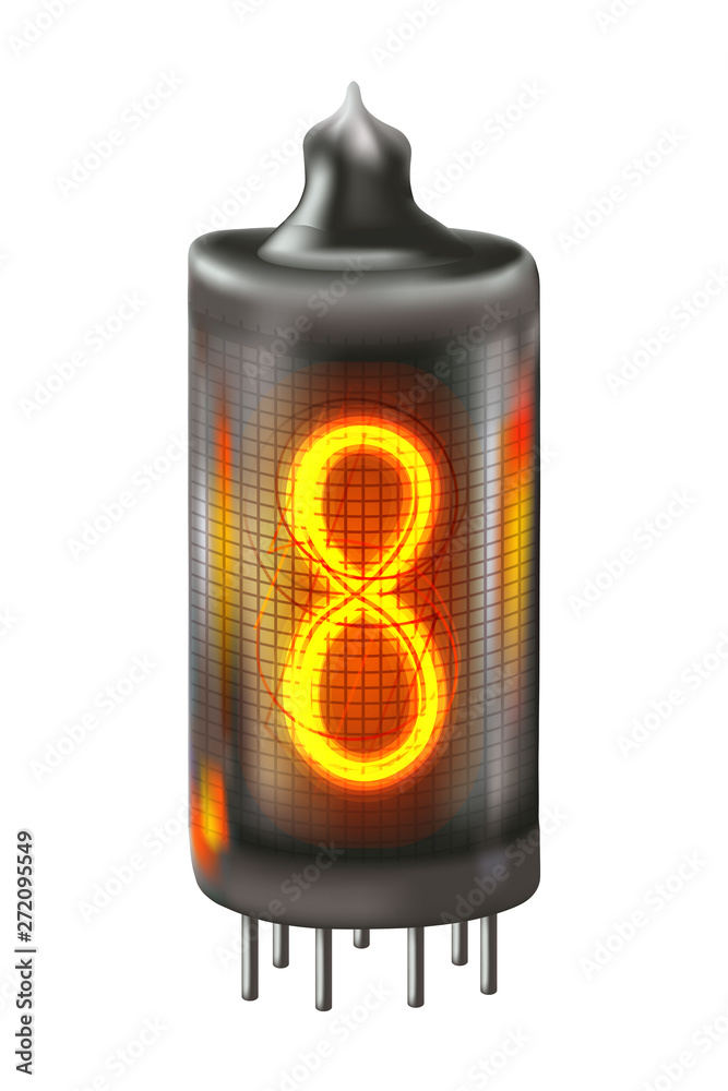 Tube indicator lamp with number 8 lit up. Stock Vector | Adobe Stock