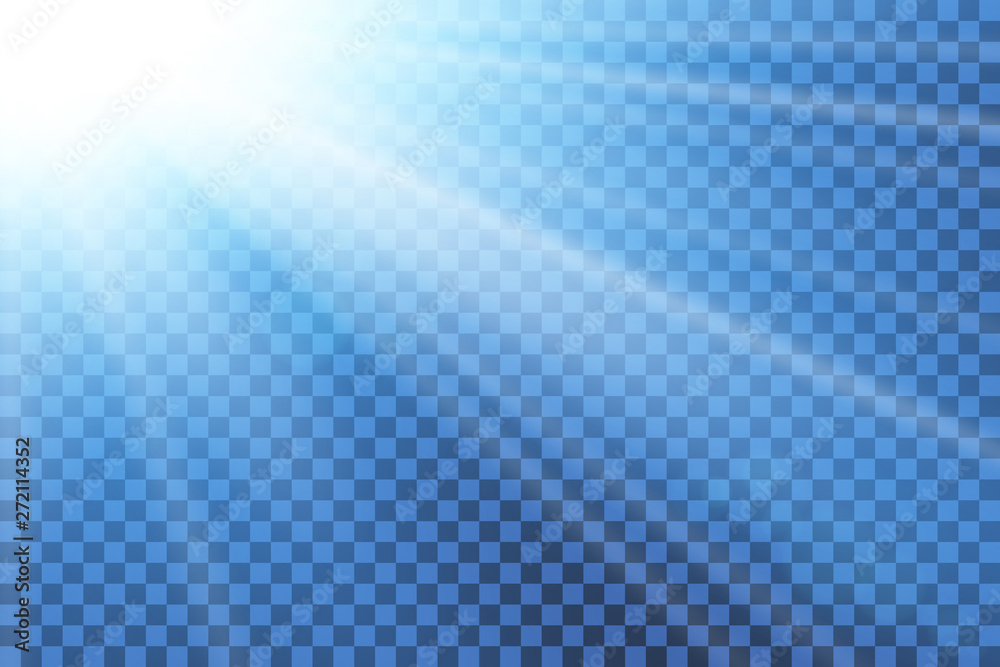 Blue sky sun flare, transparent background. Clear summer nature ...