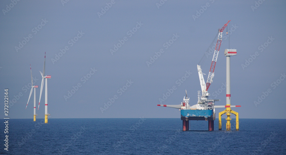 offshore wind turbine installation Stock Photo | Adobe Stock