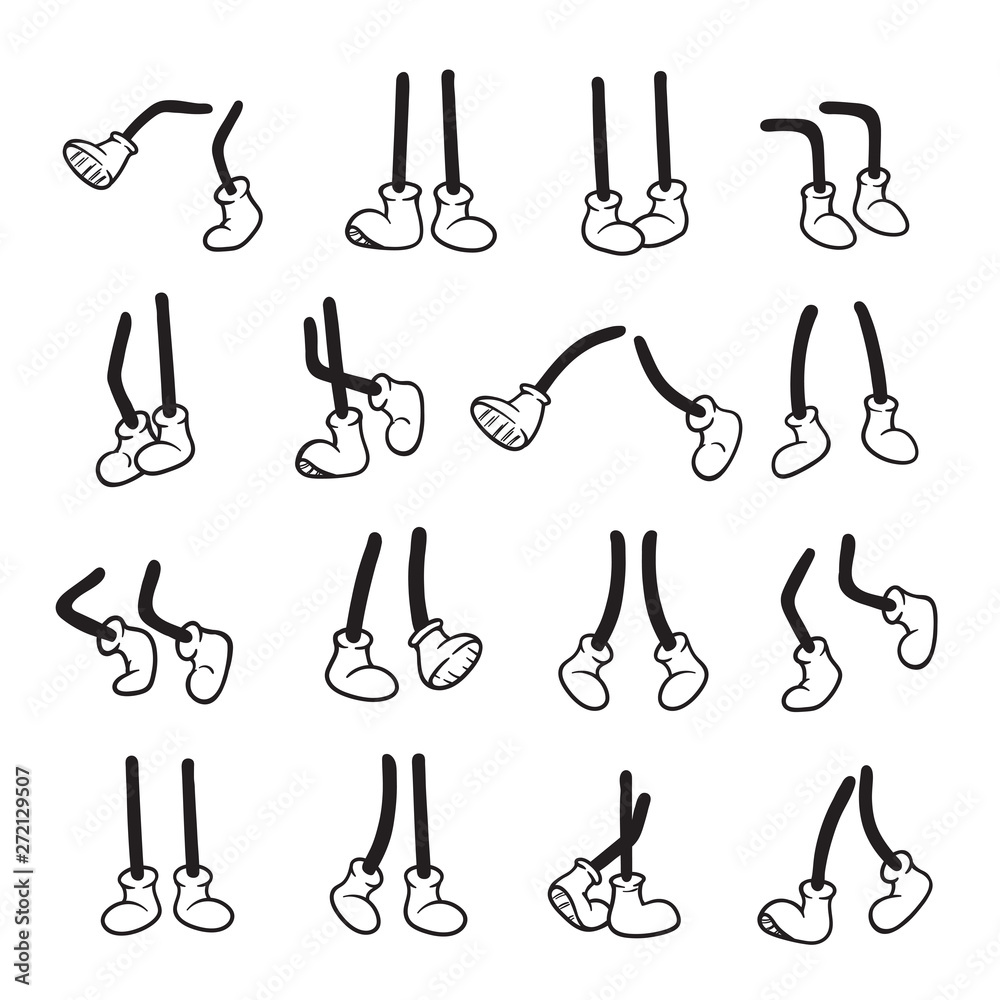 Cartoon legs set, funny cute comic drawing Stock Vector | Adobe Stock
