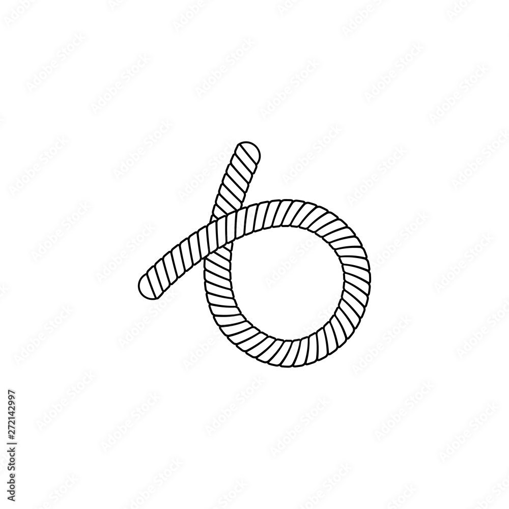 Nautical marine rope loop or knot thin line sketch vector illustration ...