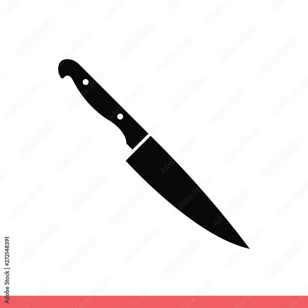 Knife vector icon, symbol. Simple, flat design isolated on white ...