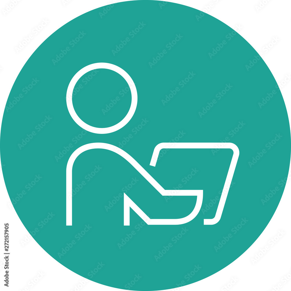 Person Using Computer Outline Icon Stock Vector | Adobe Stock