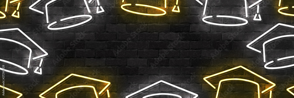 Vector realistic isolated neon sign of Graduation flyer logo for ...