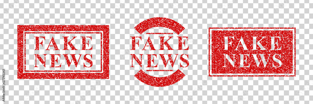 Vector set of realistic isolated grunge rubber stamp of Fake News logo ...