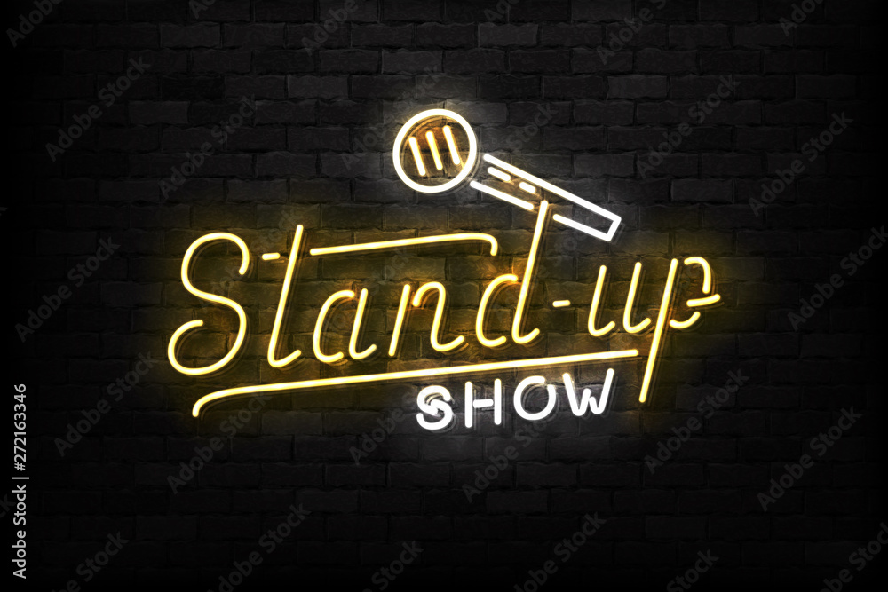 Vector realistic isolated neon sign of Stand Up Show logo for template ...