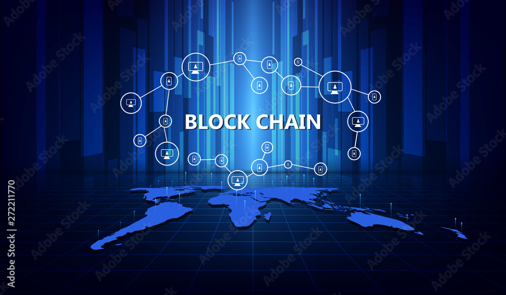 Blockchain network concept, distributed ledger technology, chain ...