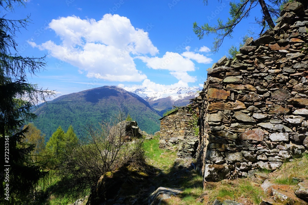 Beautiful scenic alp view with alp hut. Stock Photo | Adobe Stock