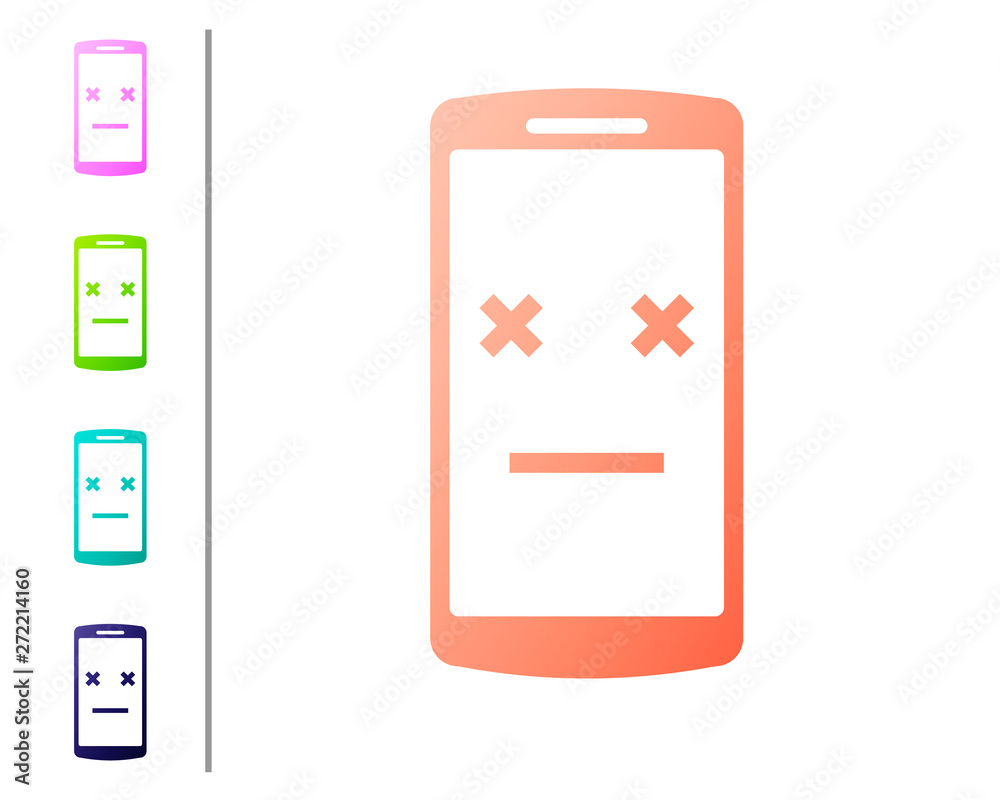 Coral Dead phone icon isolated on white background. Deceased digital ...