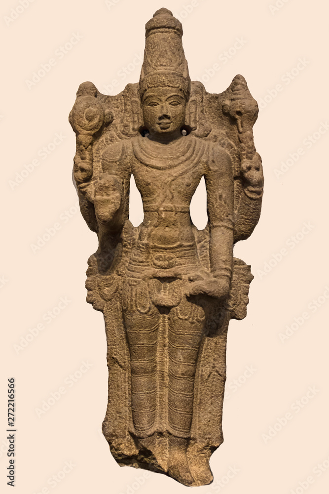 Archaeological sculpture of Vishnu from Indian mythology Stock Photo ...