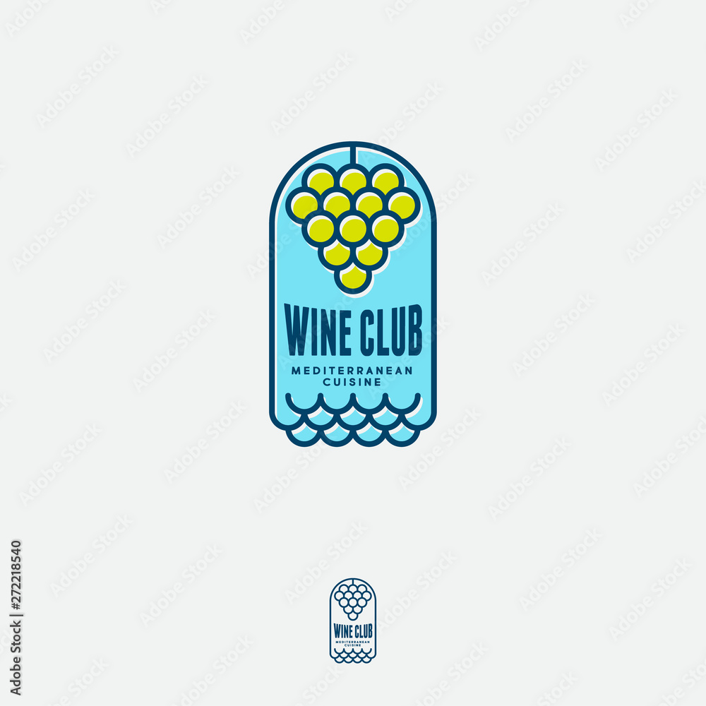 Wine Club Logo. Wine logo and Sea Waves emblem. Wine store or ...