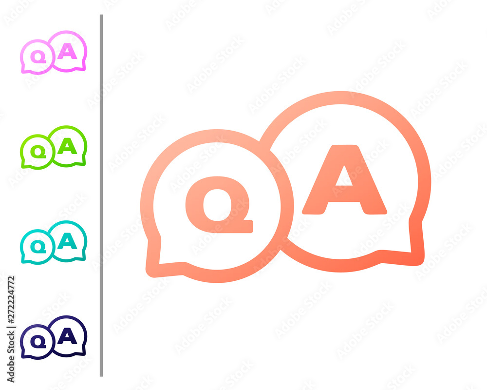 Coral Speech bubbles with Question and Answer icon isolated on white ...