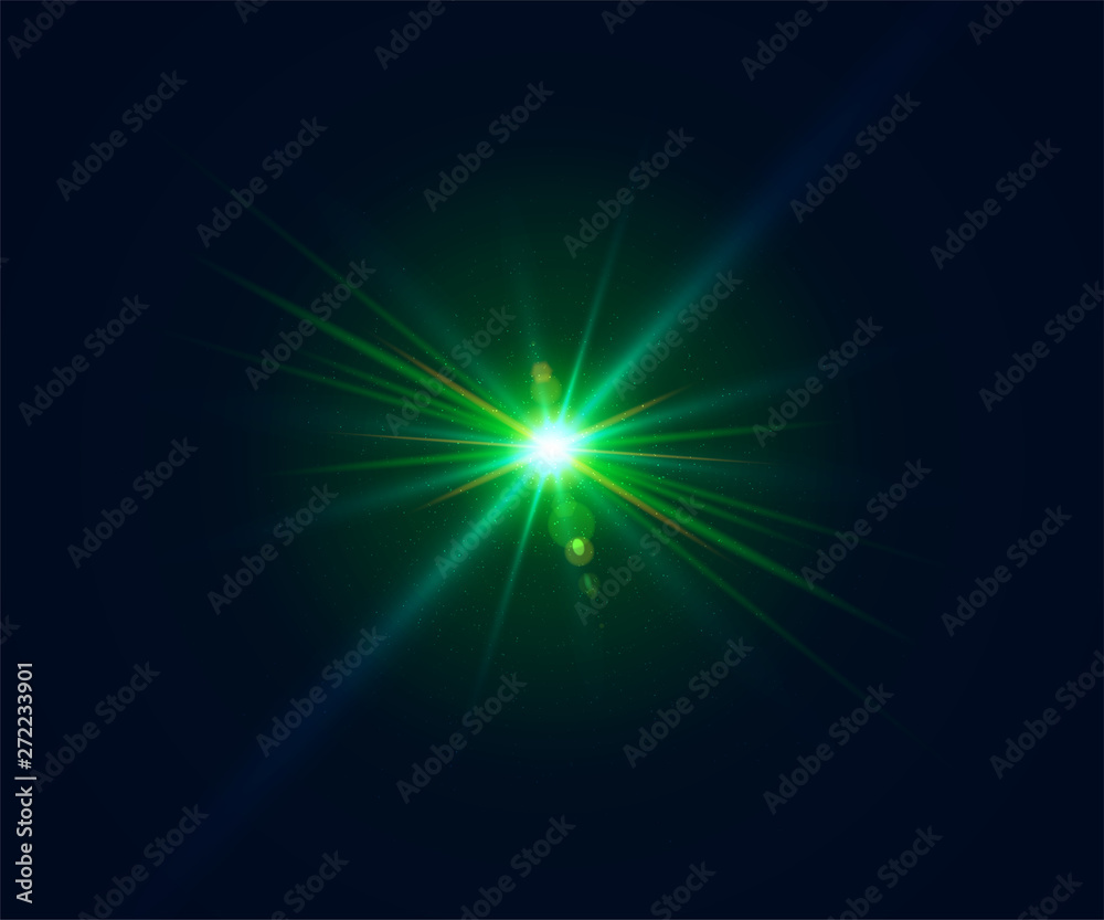 Glowing lens flare. Beautiful glare effect with bokeh, glitter ...