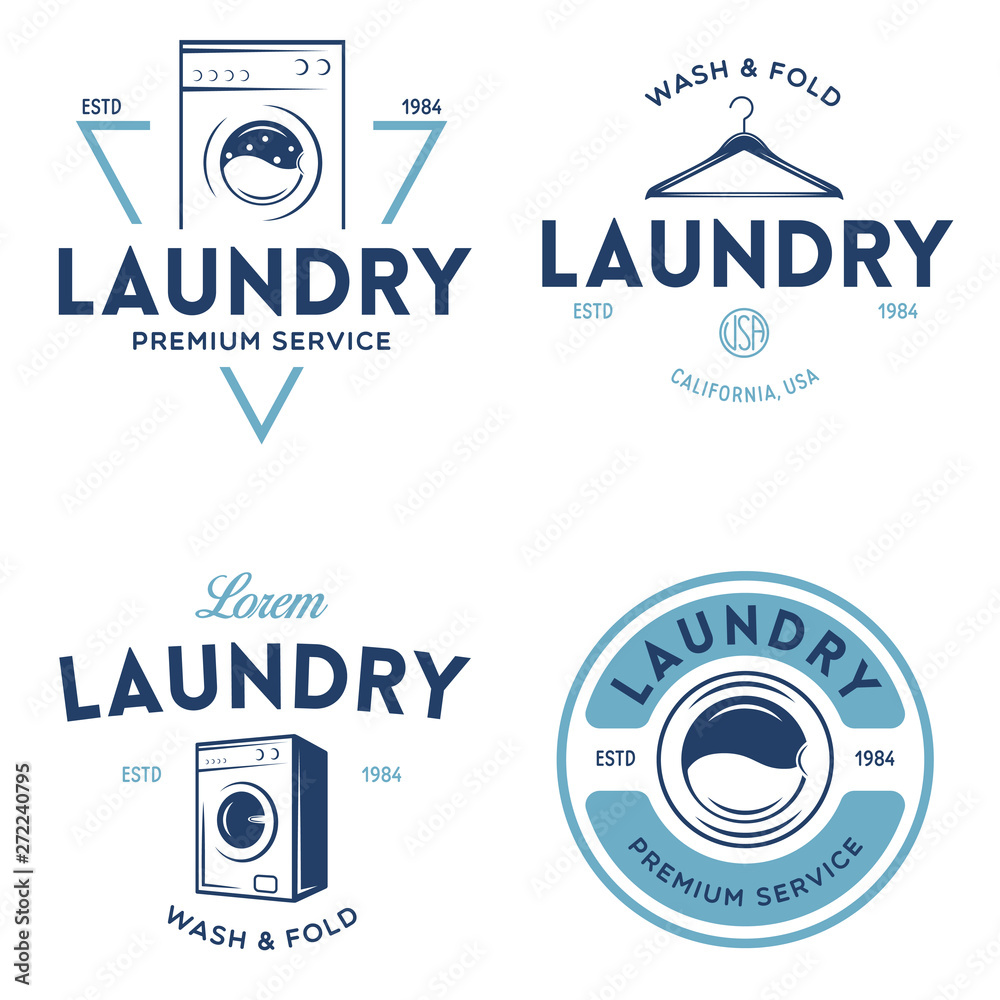 Set of labels or logos for laundry service. Vector emblems and design ...