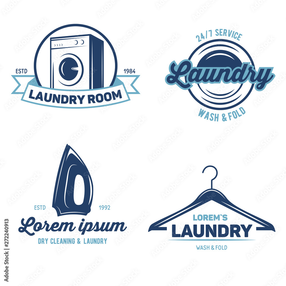 Set of labels or logos for laundry service. Vector emblems and design ...