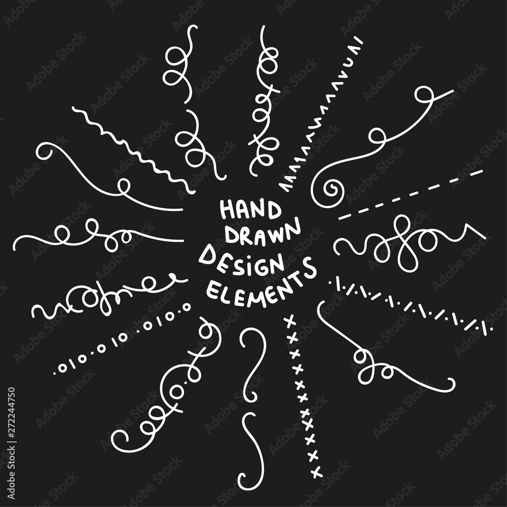 Hand drawn set of lines.Marker line divider, handmade pencil strokes ...