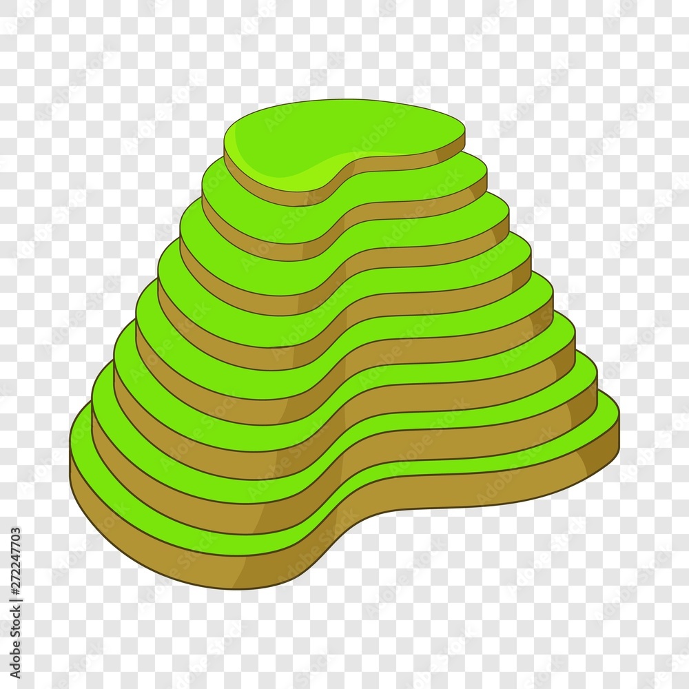 Rice terraces icon. Cartoon illustration of rice terraces vector icon ...