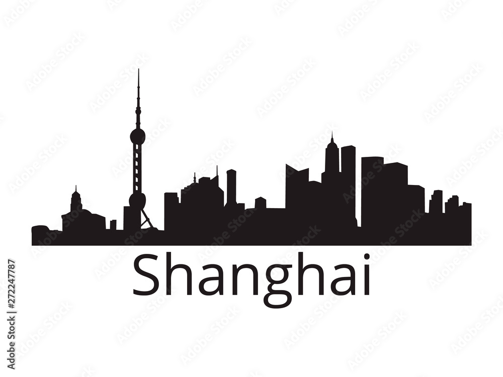 Shanghai skyline silhouette vector of famous places Stock Illustration ...