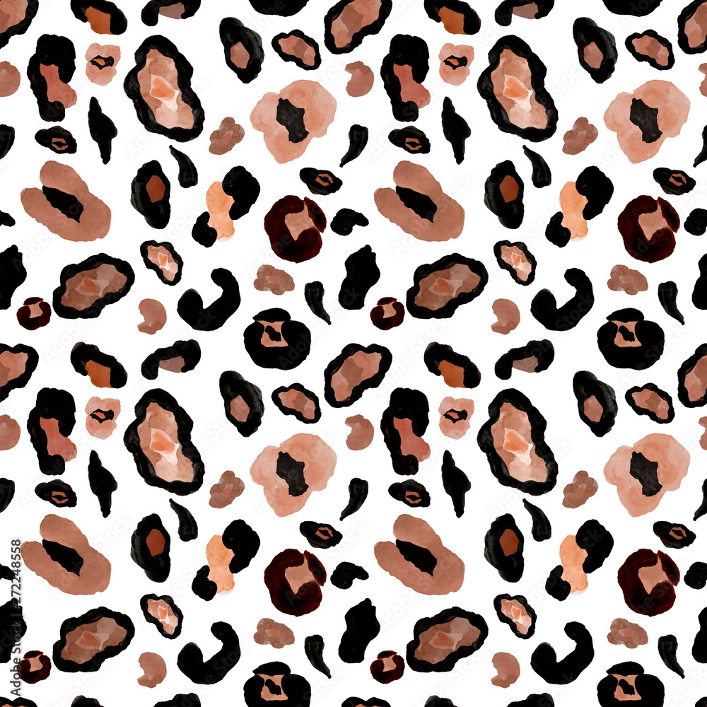 Animal skin seamless pattern on white background.Watercolor hand ...