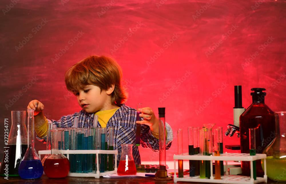 Experiment. Back to school - education concet. Chemistry science ...