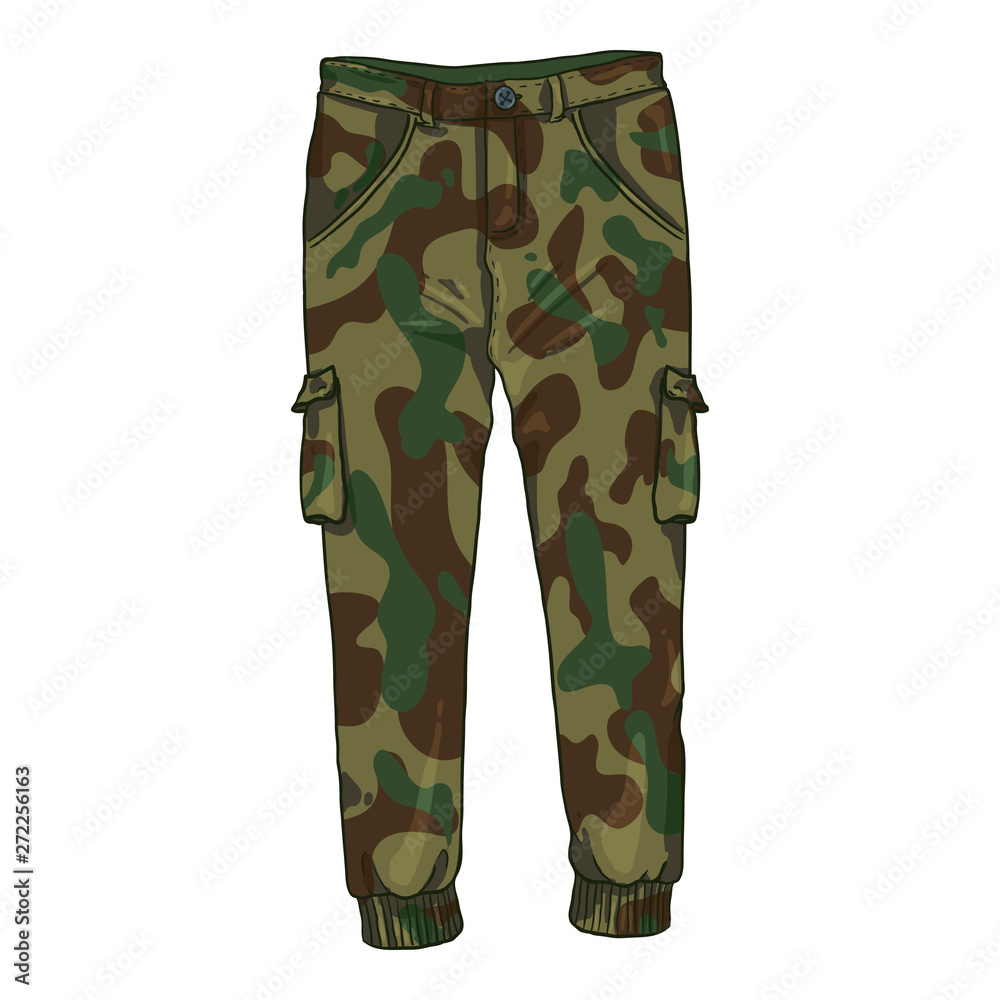 Vector Single Cartoon Illustration - Traditional Camouflage Cargo Pants ...