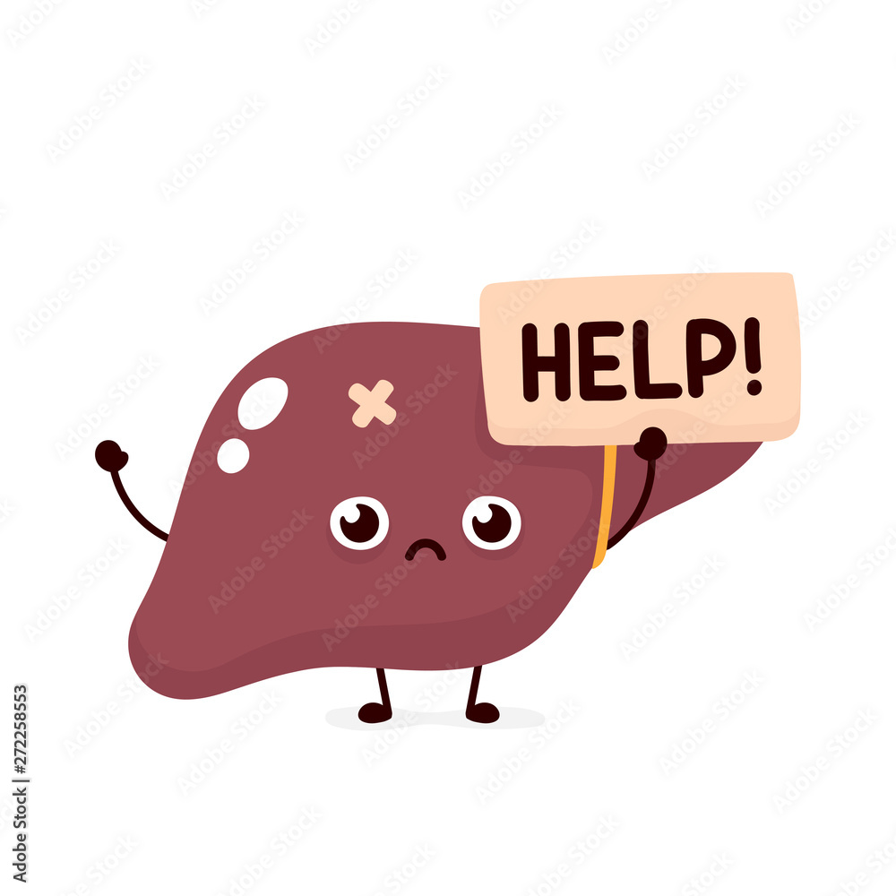 Sad suffering sick cute human liver Stock Vector | Adobe Stock