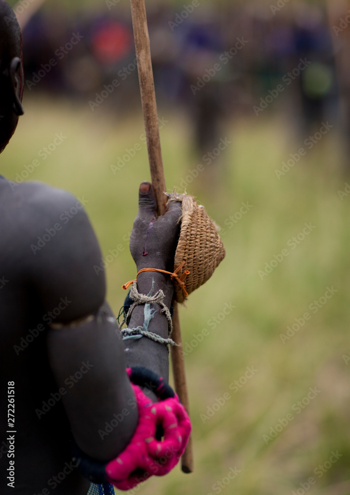Donga stick fighting in suri tribe, Tulgit, Omo valley, Ethiopia Stock ...