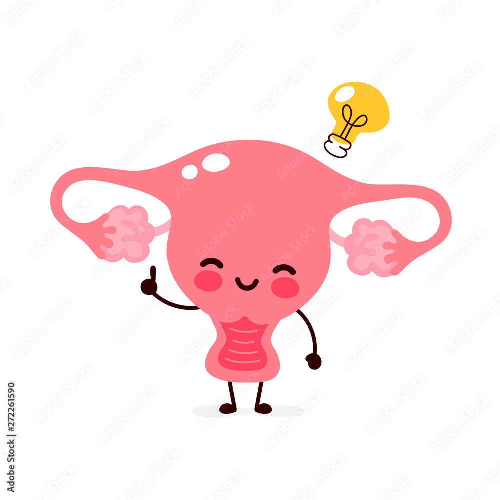 Poster Happy cute uterus with lightbulb character – Wall Art | UkPosters