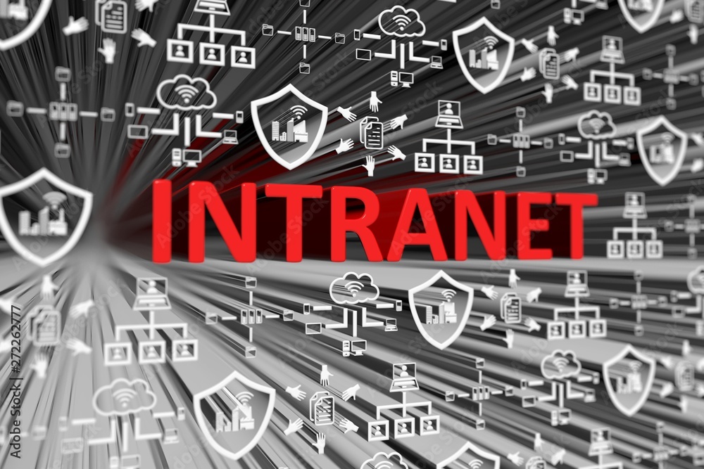 INTRANET concept blurred background 3d render illustration Stock ...