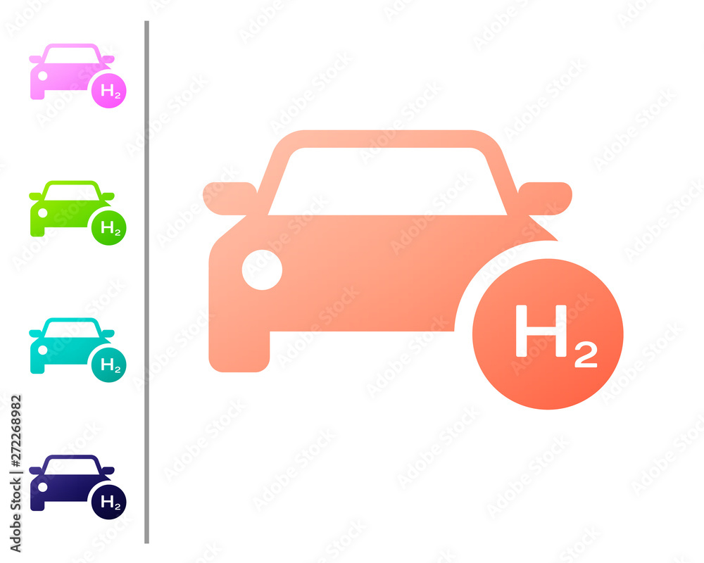 Coral Hydrogen car icon isolated on white background. H2 station sign ...
