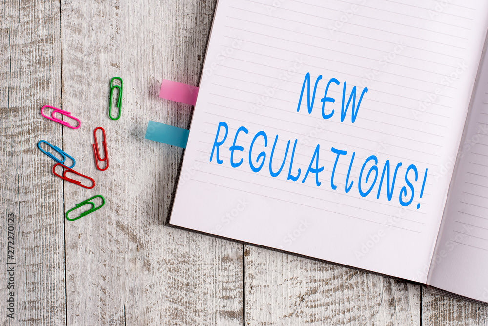 Text sign showing New Regulations. Business photo text rules made ...